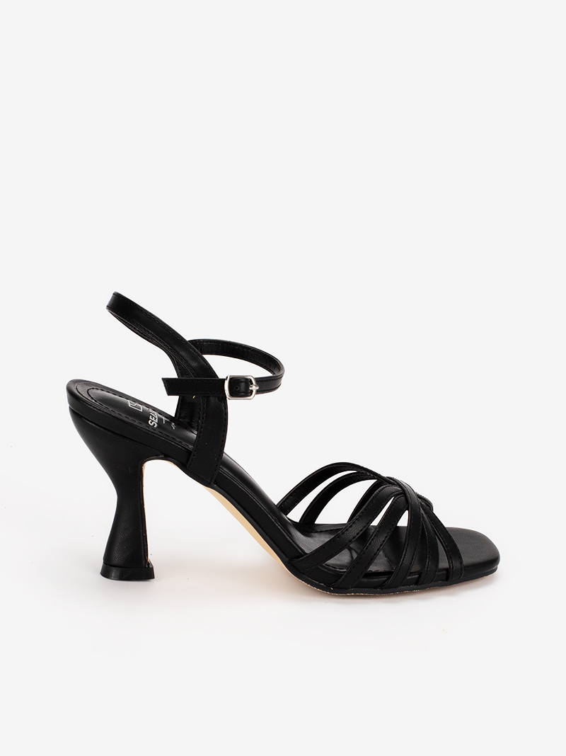 MEDIUM SPOOL HEEL SANDALS WITH ANKLE BUCKLE - Seaside | Online store