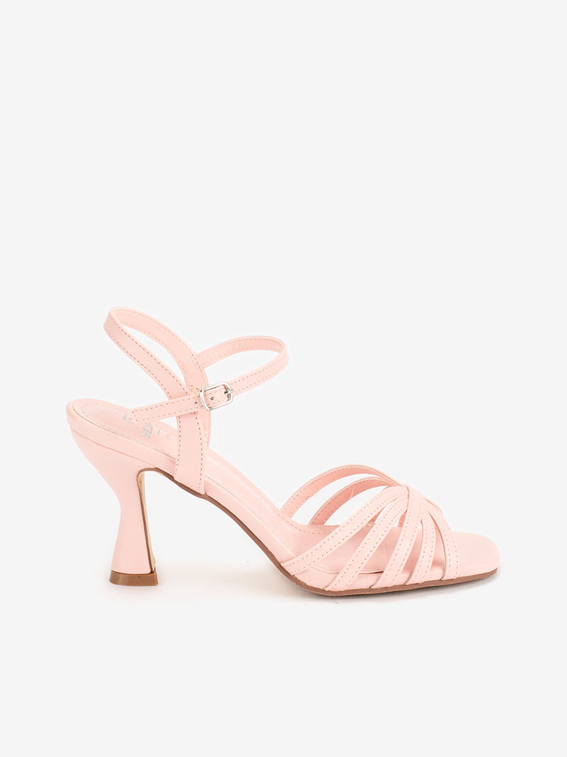 MEDIUM SPOOL HEEL SANDALS WITH ANKLE BUCKLE - Seaside | Online store