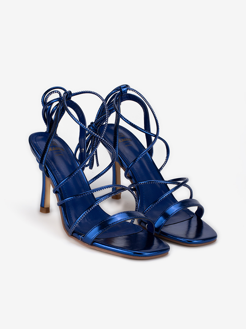 METALLIC HIGH HEEL SANDALS WITH LEG TIE STRAPS - Seaside | Online store